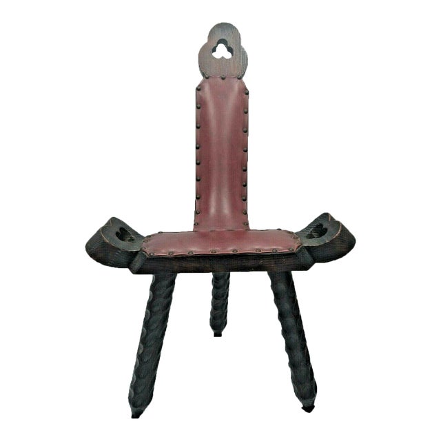 Early 20th Century Vintage Birthing Chair Folk Primitive Stool Wood 3 Leg Chair Chairish