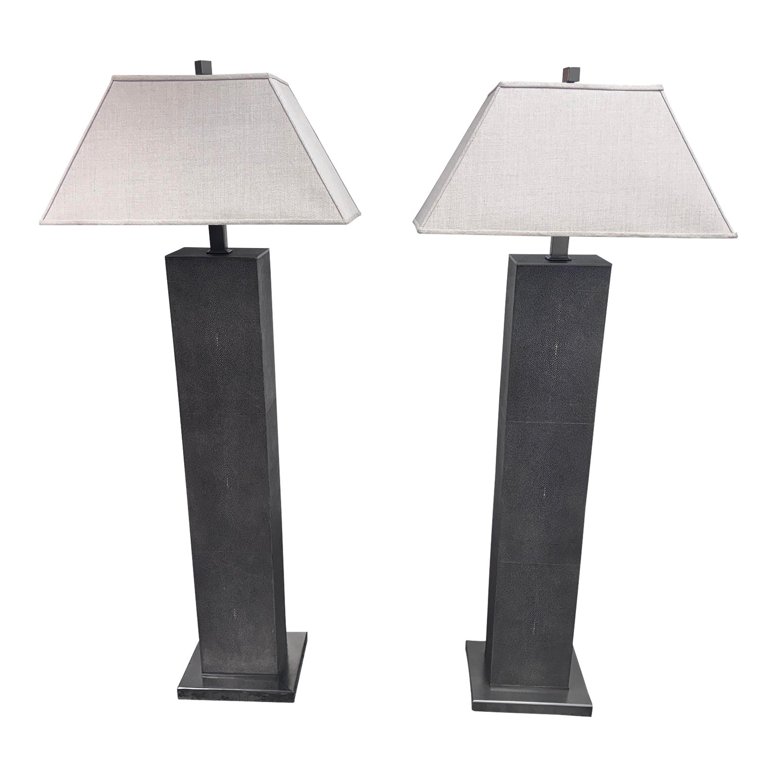 Restoration Hardware Delano Shagreen Floor Lamps, a Pair | Chairish