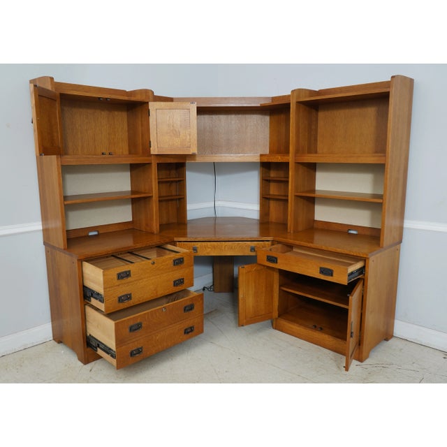 Stickley 6 Piece Mission Oak Corner Computer Desk | Chairish