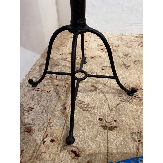 Tooled Leather and Iron Round Side Table | Chairish