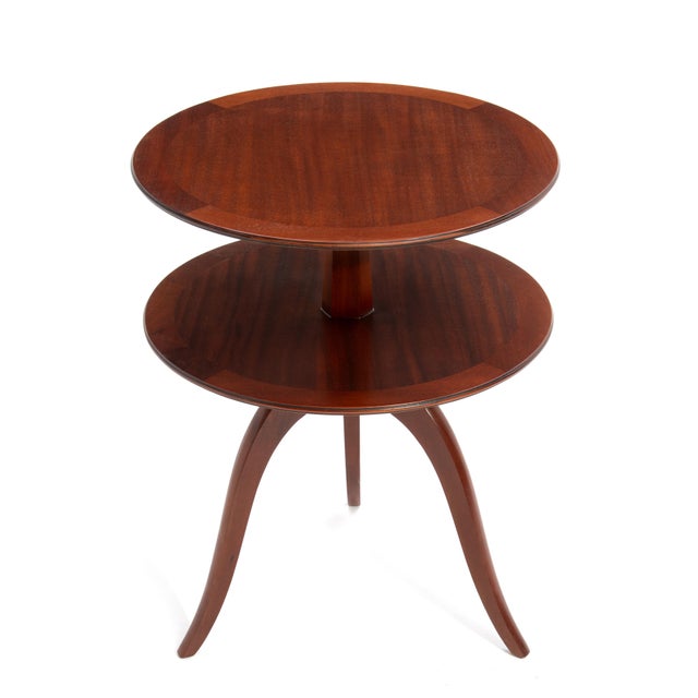 Edward Wormley Dunbar Two Tiered Round Mahogany Side Table | Chairish