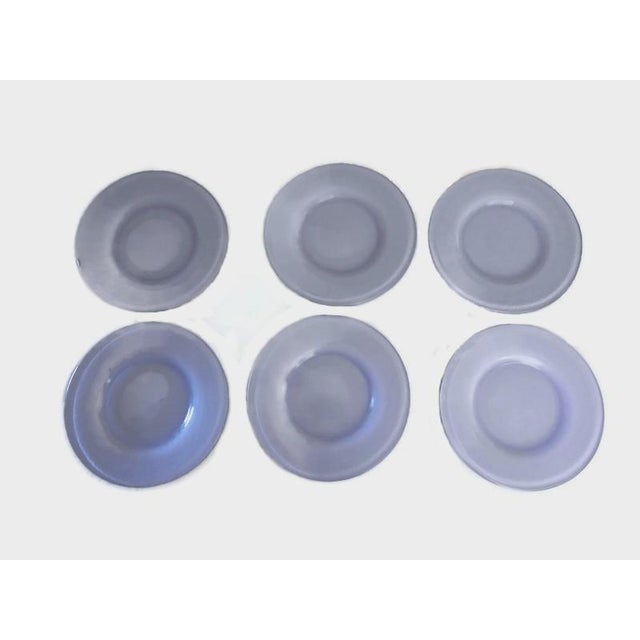 1990s Periwinkle Reversed Painted Glass Dessert Plates- Set of 6 | Chairish