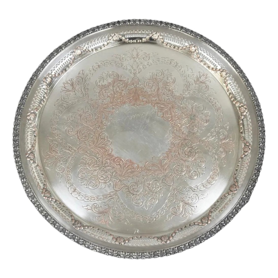 W.K. Cowan & Co. Round English Edwardian Silver Plated Footed Salver ...