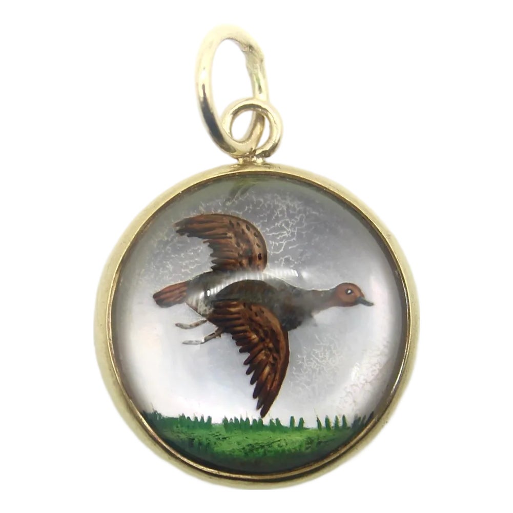 1910s 18k Gold Essex Crystal Wild Turkey Charm | Chairish