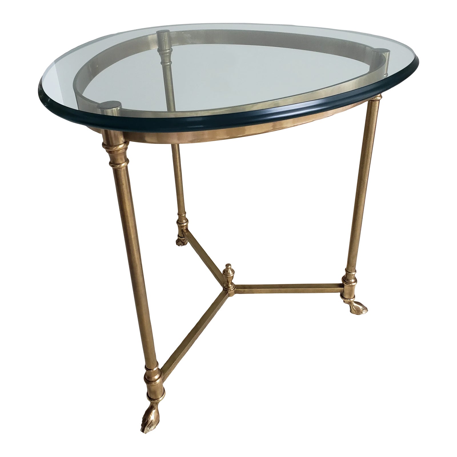 1970s Vintage Italian Rounded Tri Corner Brass and Glass Side Table ...