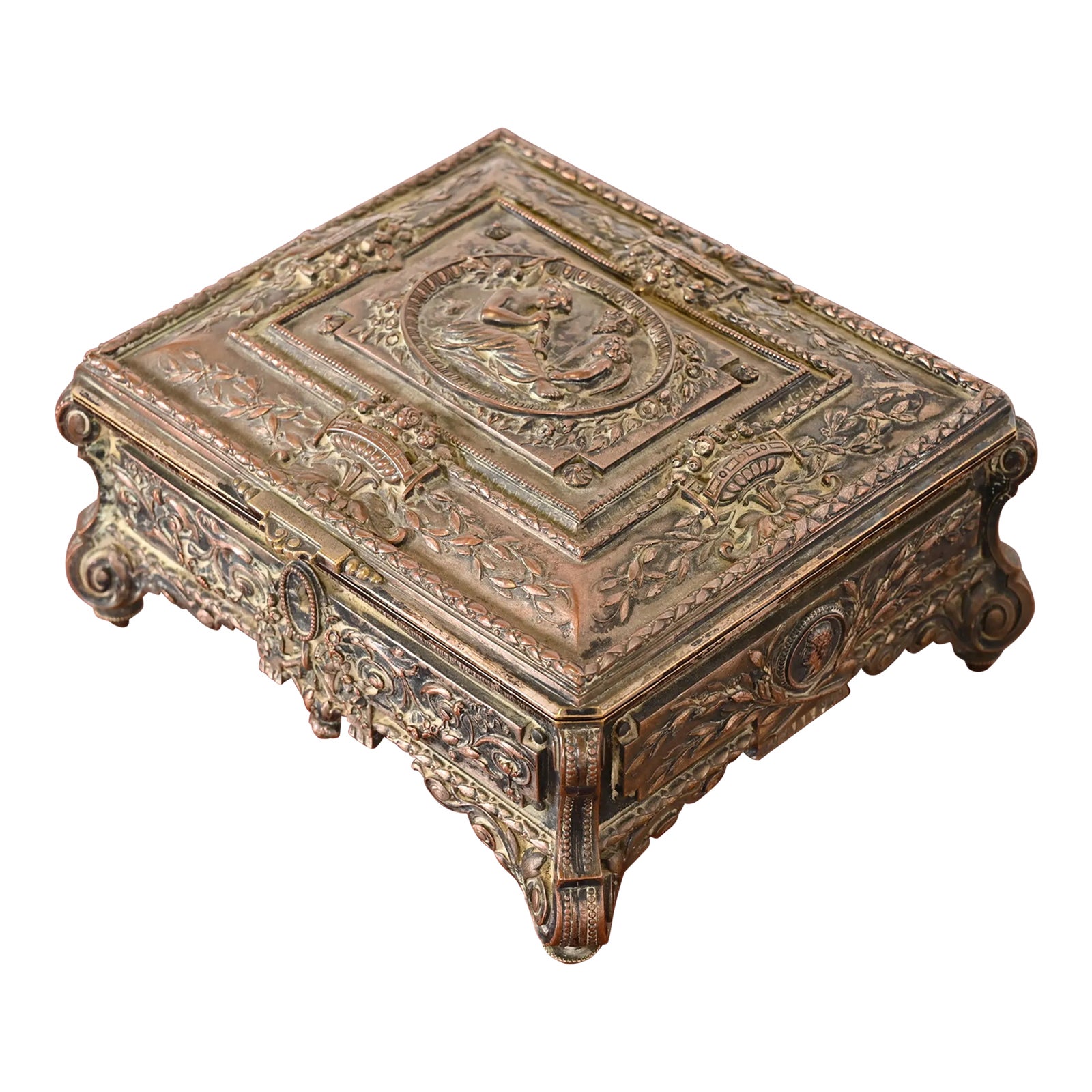 Antique French Repousse Silver Jewelry Box | Chairish