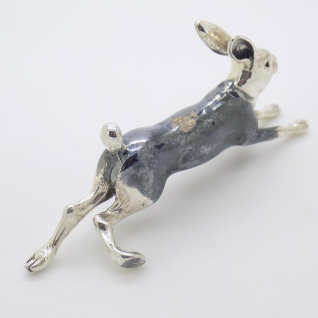 Vintage Italian Handmade Silver Running Hare Figurine, 1980s | Chairish