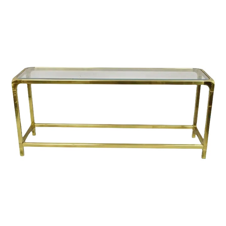 1960s Mastercraft Modern Curved Modern Brass Tube Console Table | Chairish