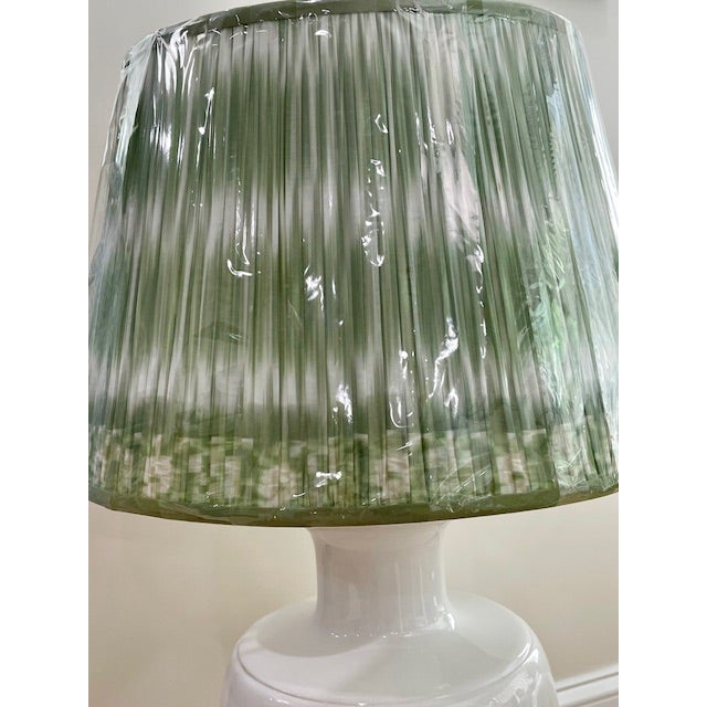 Chelsea House Transitional White Ceramic Table Lamp With Green Ikat ...