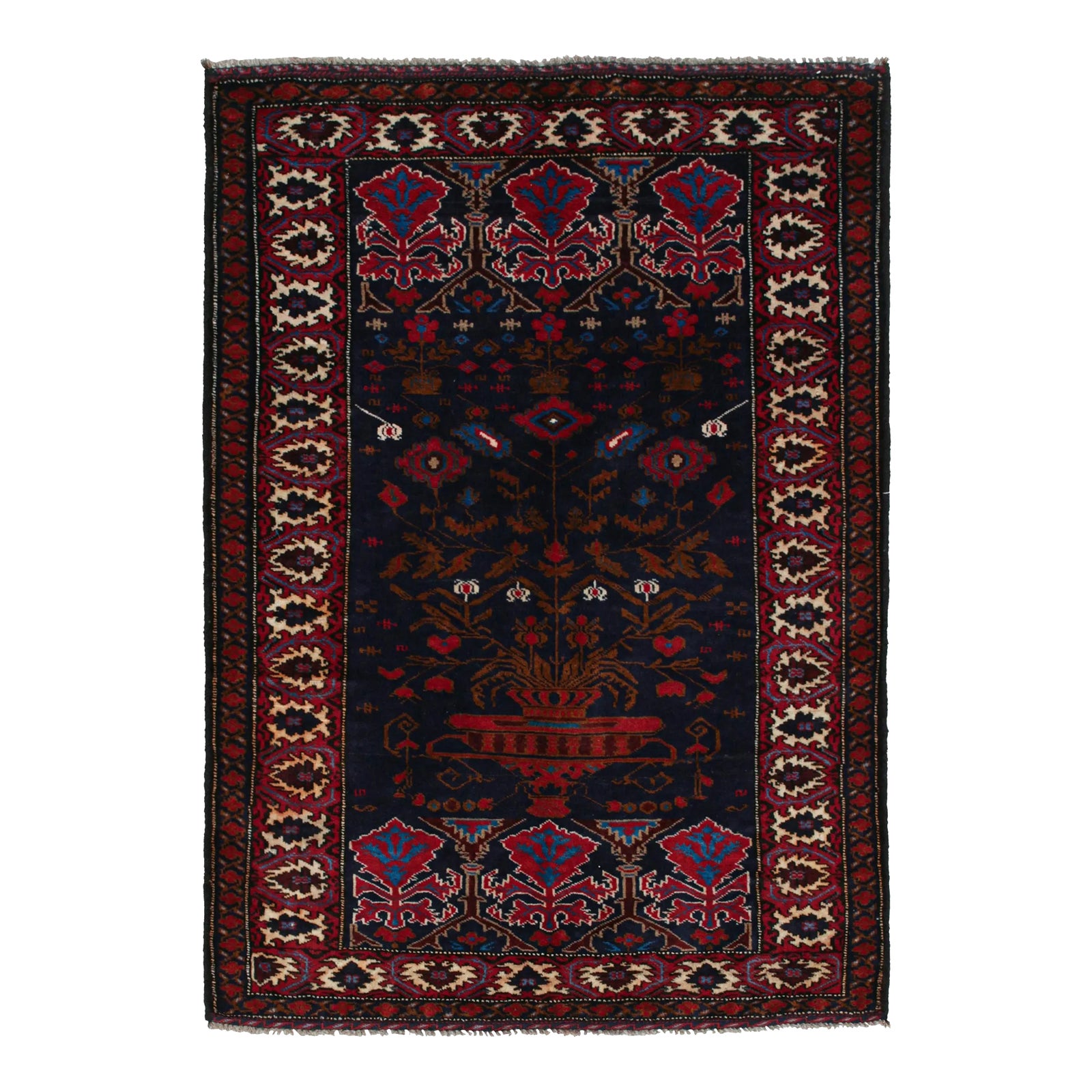 Vintage Baluch Persian Rug in Blue With Red-Brown Patterns by Rug ...