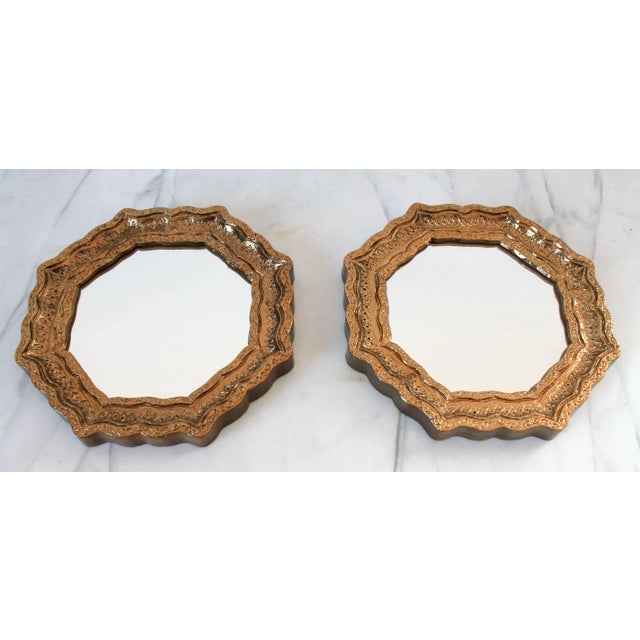 Vintage Gold Frame Octagon Wall Mirrors - a Pair | Chairish