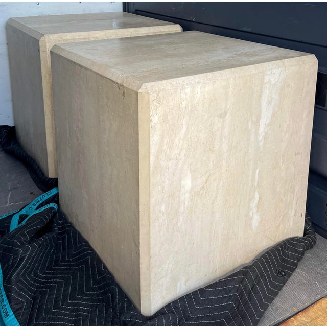 Large Scale Organic Modern Travertine Stone Side or End Tables ...