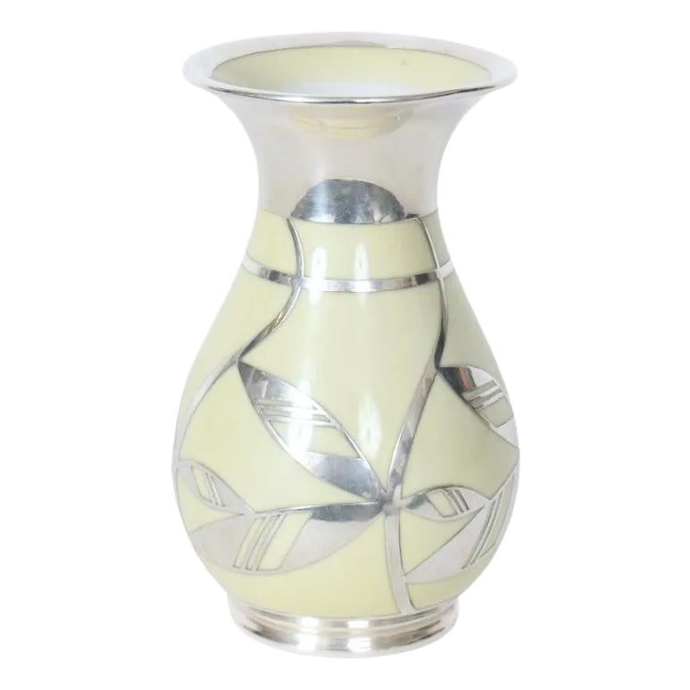 Friedrich Wilhelm Spahr Floral Silver Overlay Porcelain Vase, 1940's ...