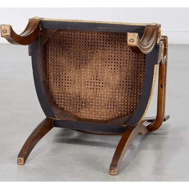 Regency Style Armchair With Cane Seat With Gilt Folate Design and ...