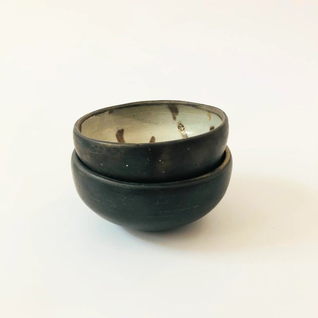 Pair of Small Raku Pottery Bowls | Chairish