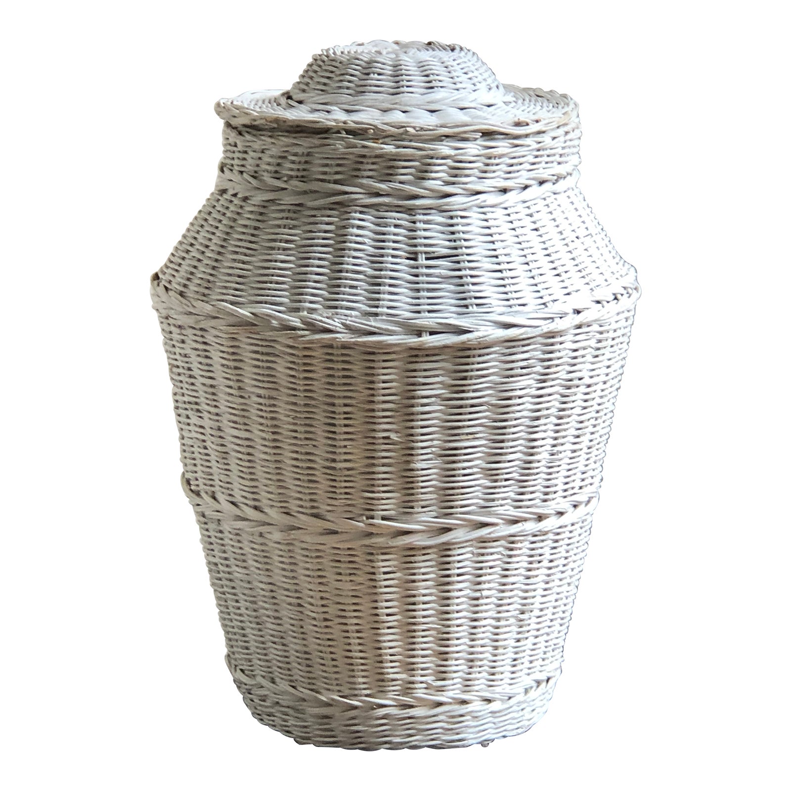 Mid-20th Century Jar Shaped Wicker Basket | Chairish