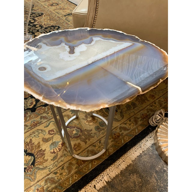 Agate Quartz Stone Side Table | Chairish