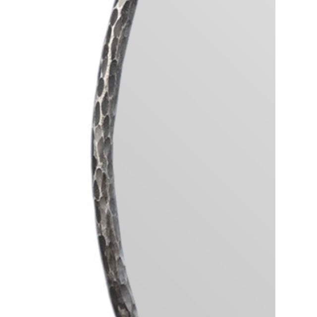 Contemporary Hammered Iron Ring Mirror | Chairish