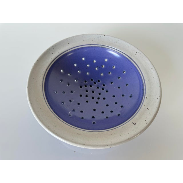Vintage Studio Pottery Colander Berry Bowl | Chairish