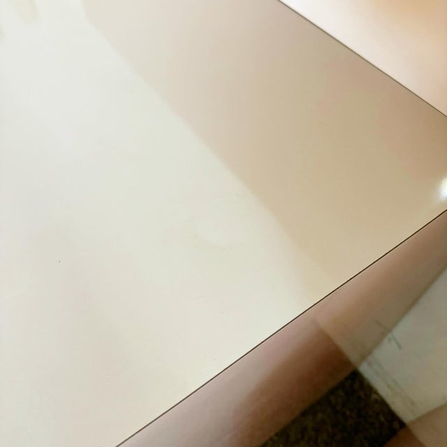 Postmodern Pink Lacquer Laminate Waterfall Nightstands With Gold ...