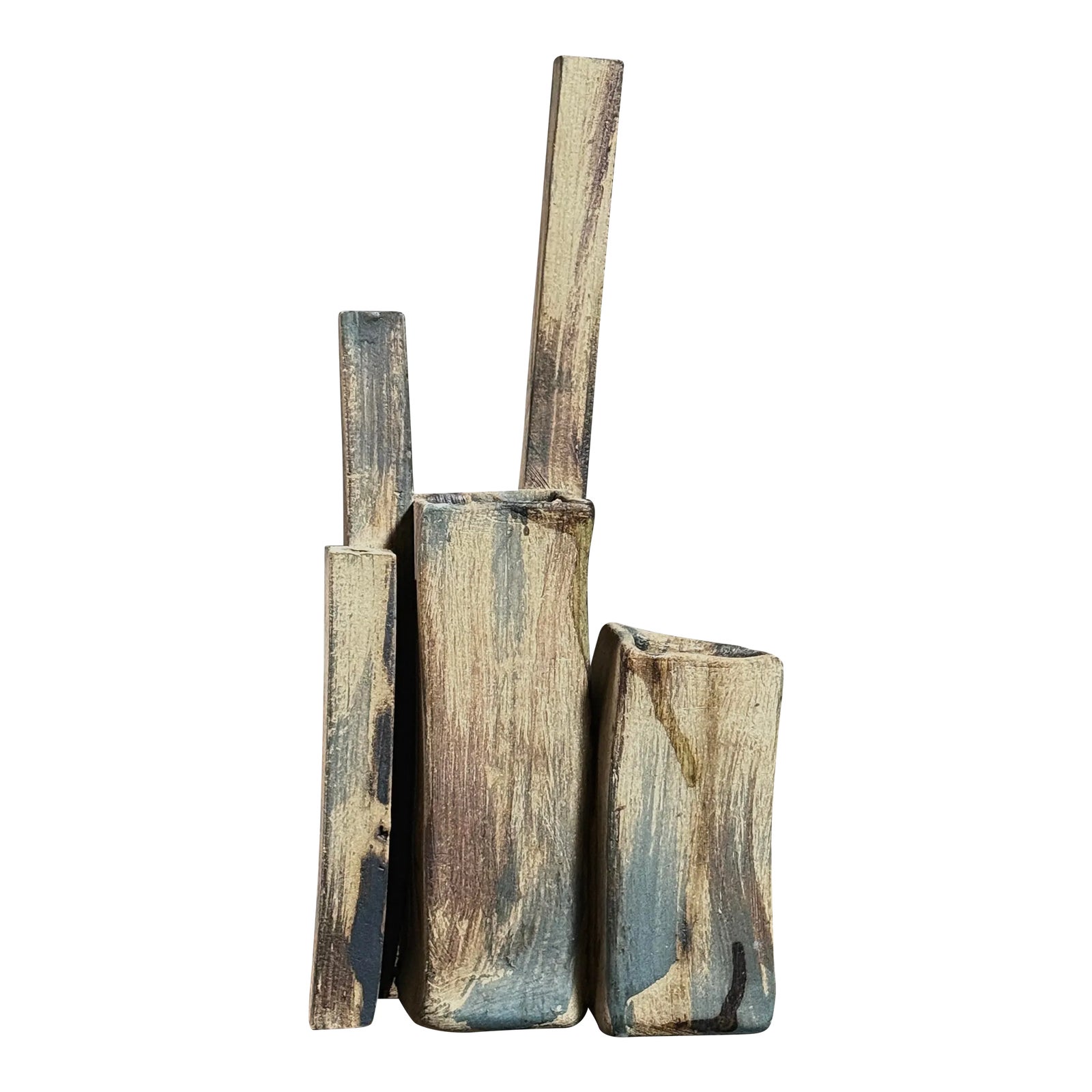Vintage Abstract Expressionist Tiered Five Chambered Polychrome Ceramic ...