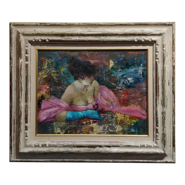 Harold Stephenson - Woman at an Hollywood Bar - Oil Painting C.1960s ...