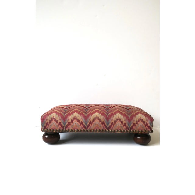 Footstool Bun Feet and Missoni Style Upholstery with Nail Head Design ...