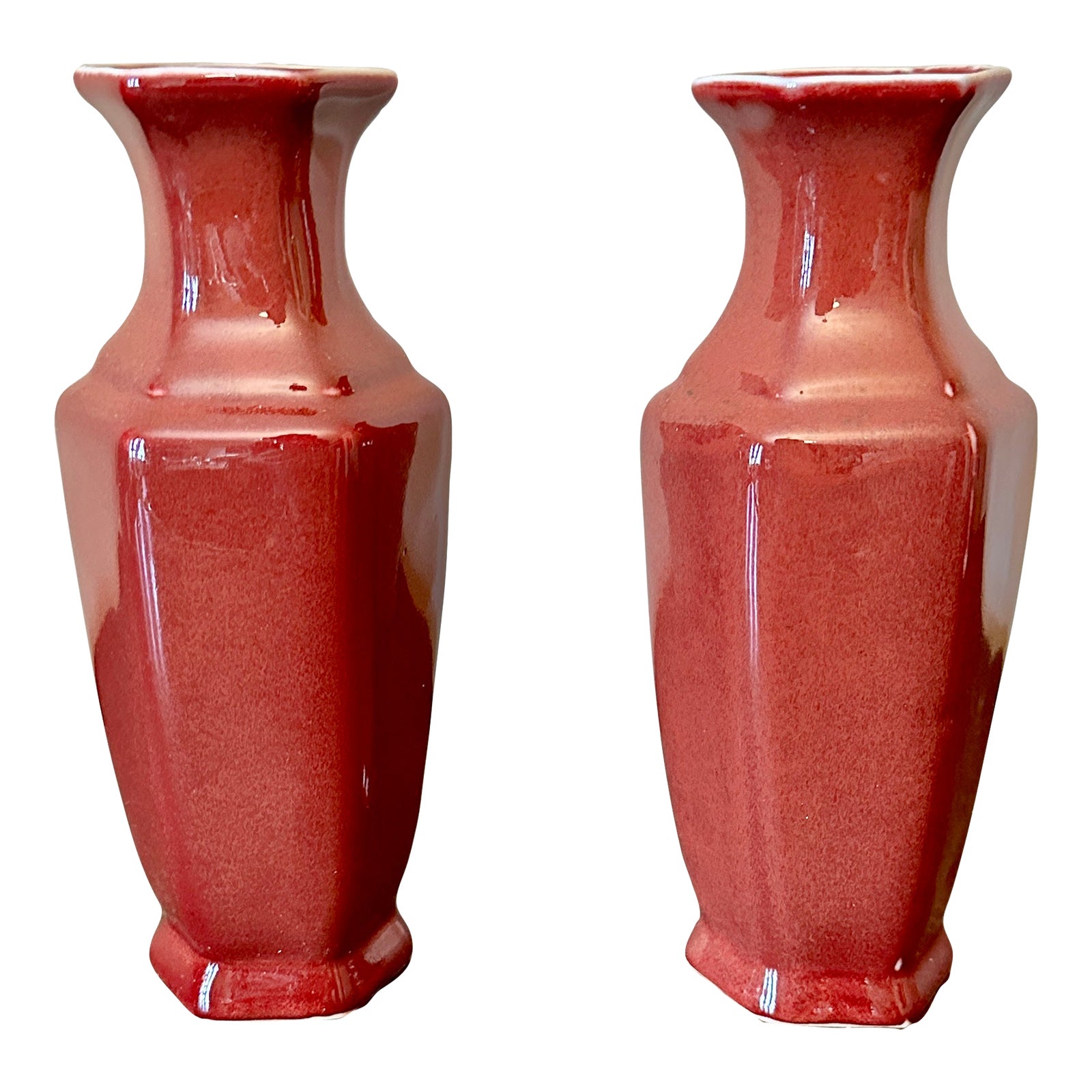 Maitland-Smith Asian Ox-Blood Vases- A Pair | Chairish