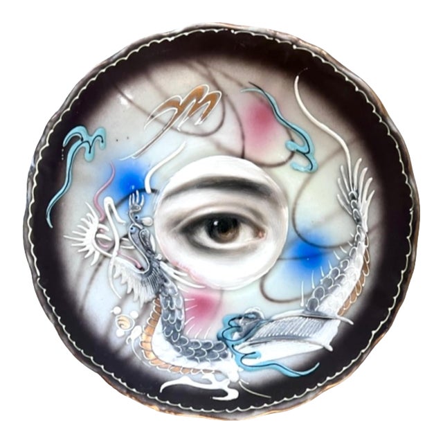 Lover's Eye Painting on a Japanese Satsuma Dragonware Plate by Susannah ...