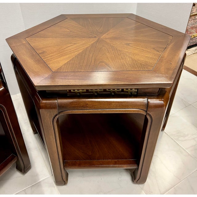 Asian Chinoiserie Style Octagonal End Tables, Pair | Chairish