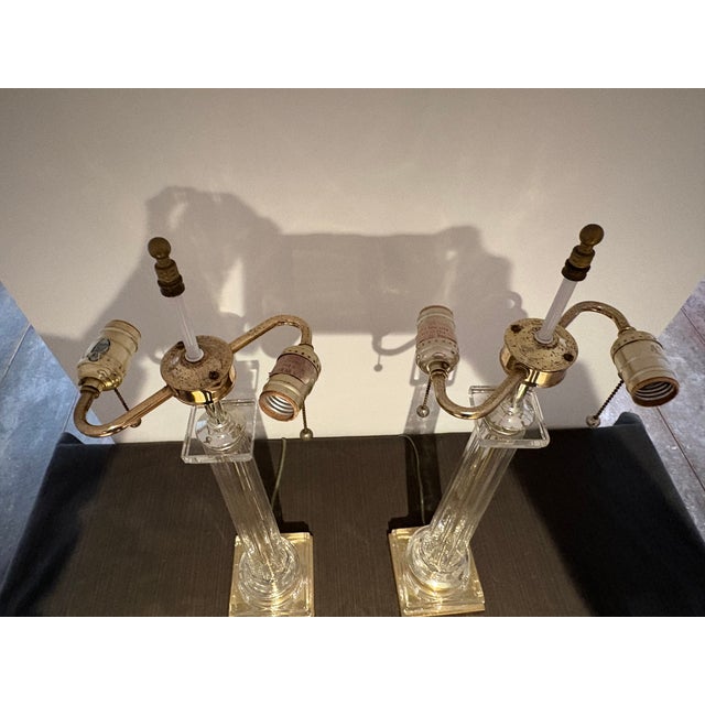 Mid Twentieth Century Glass Column Table Lamps, a Pair | Chairish