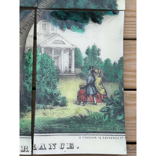 1980s John Derian "Tree of Temperance" Decoupage 9 Piece Glass Tray Set ...