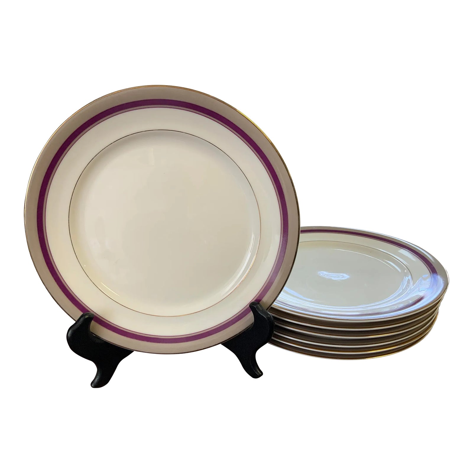 Circa 1980's Mikasa Petite Bone Cameron Taupe Plates- Set of 7 | Chairish