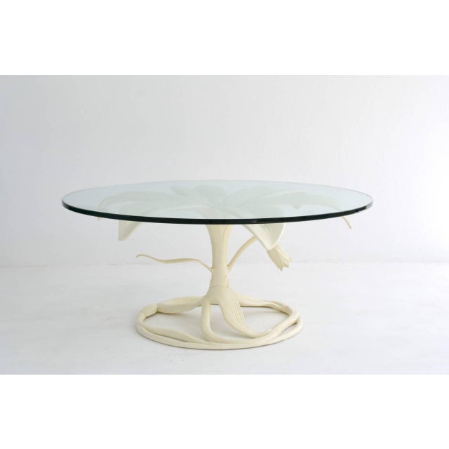 Midcentury White Lacquered, Glass Top Cocktail Table by Arthur Court ...
