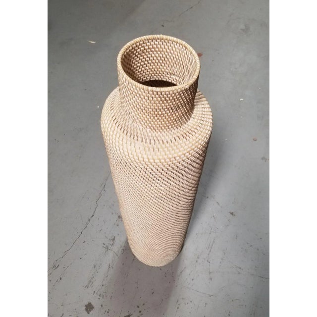 1970s Restored White Reed Rattan Wicker Decorative Vases Gabriella ...