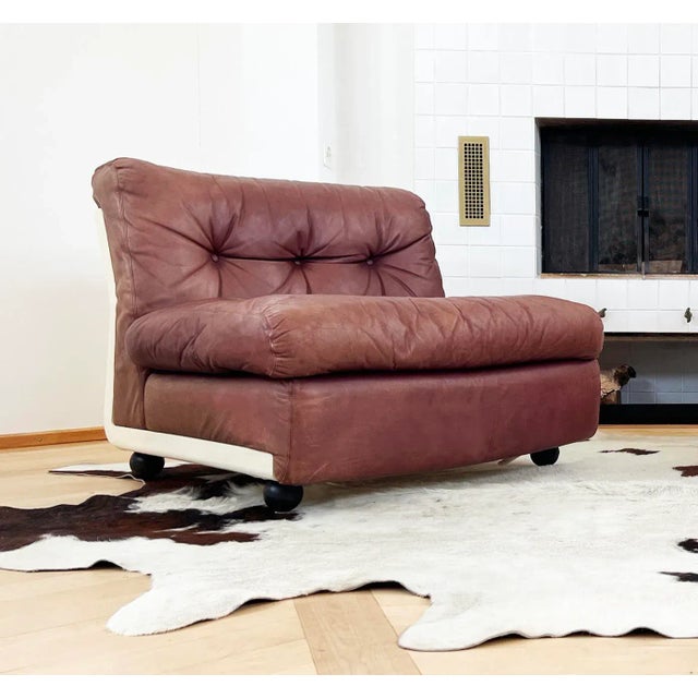 1970s Brown Leather Amanta Lounge Chair by Mario Bellini for C&b Italia ...