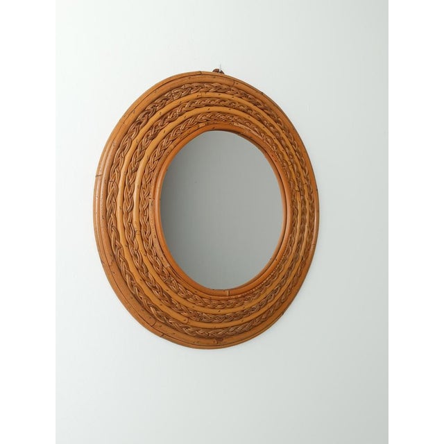 Vintage Riviera Round Mirror in Curved Canes and Rattan Core Braids ...