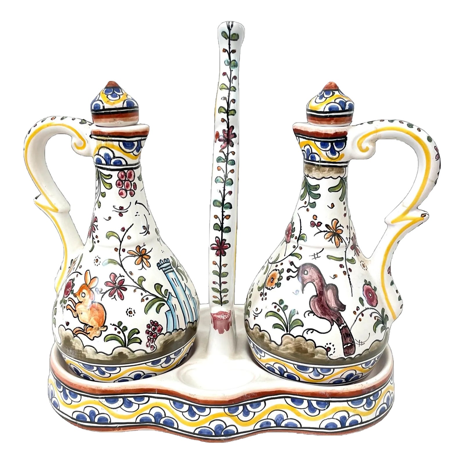 Ceramic Cruet Set With Tray Hand Painted in Portugal for Nan Frietas ...