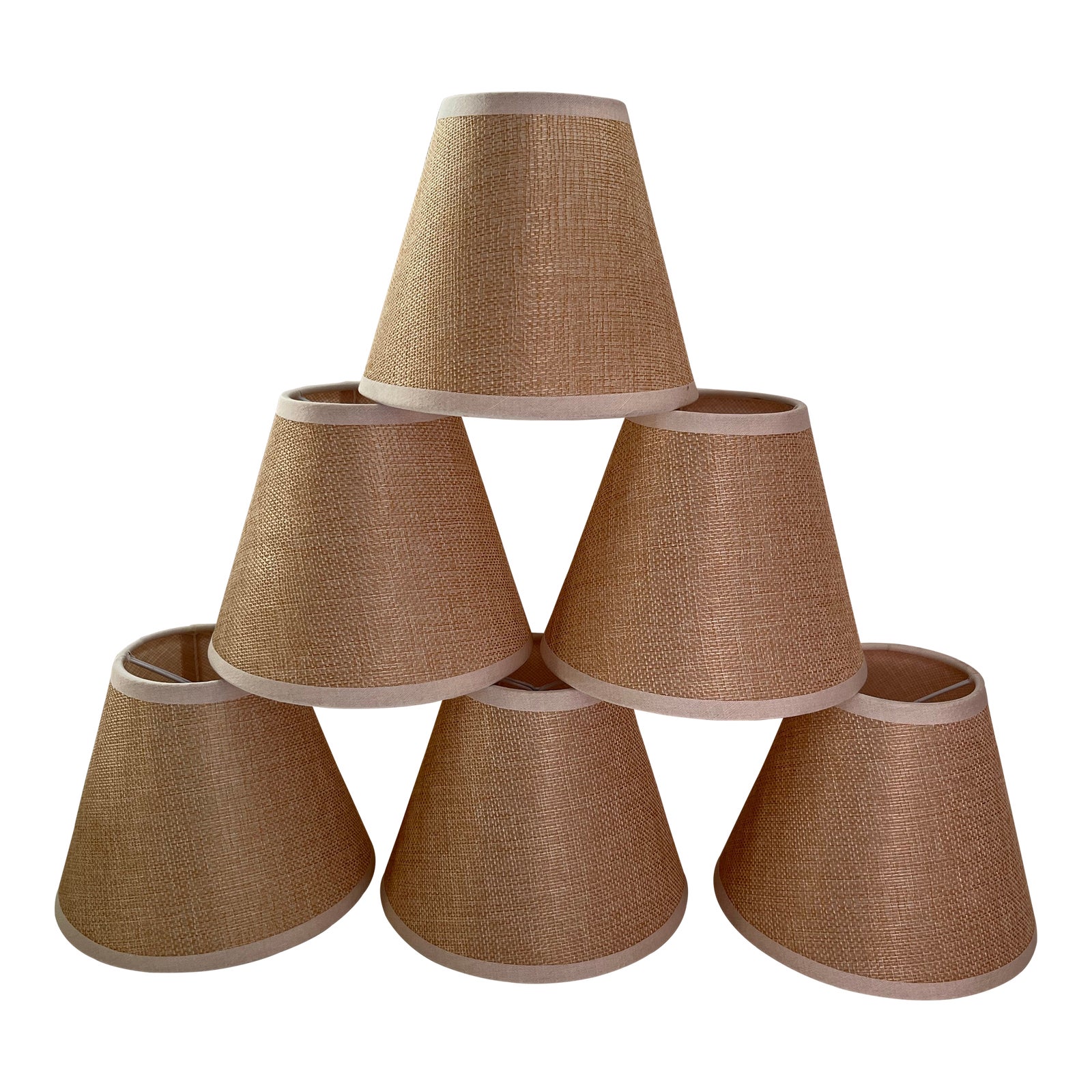 Woven Tan Chandelier Shades Set of Six | Chairish
