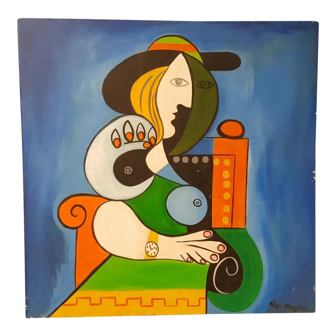 1930s Ray Martinez "Woman With Watch" Cubist Portrait Painting | Chairish