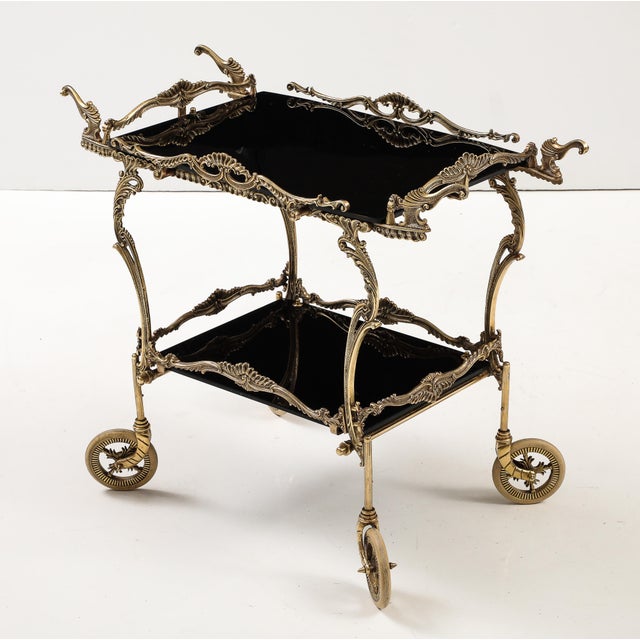 1940's French Baroque Two Tier Bar Cart | Chairish