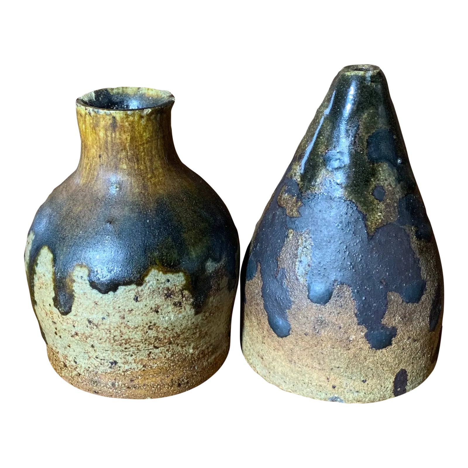 1970s Hand Thrown Pottery Vases- Set of 2 | Chairish
