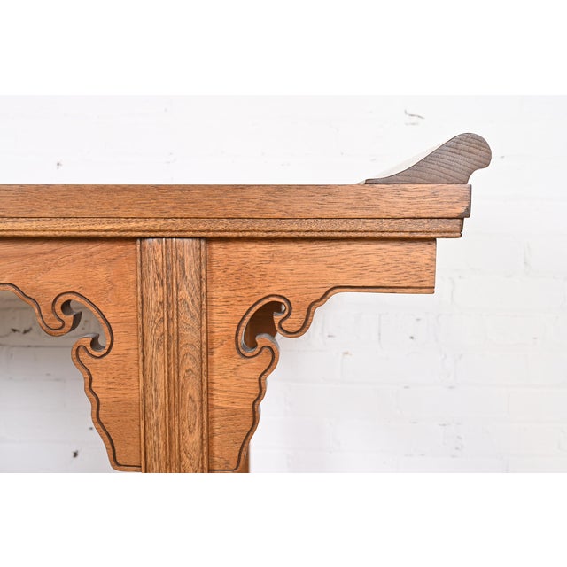 Baker Furniture Hollywood Regency Chinoiserie Burled Walnut Altar Table ...