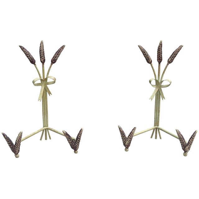 Wheat Sheaf Tole Decorative Tabletop Plate Holders With Ribbon Bow- a ...