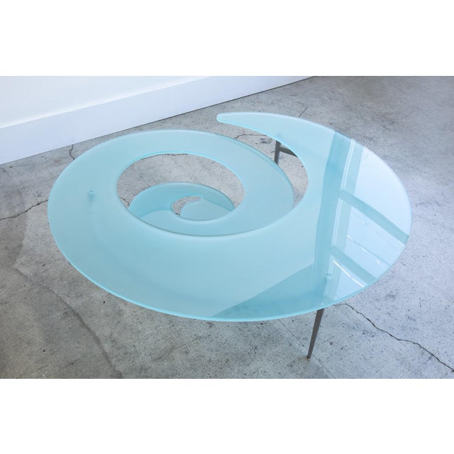 Vintage Giorgio Cattelan Nautilus “Spiral” Frosted Glass Coffee Table ...