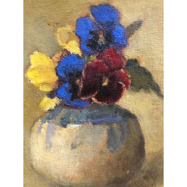 Elinore Blaisdell "Pansies" Oil on Board | Chairish