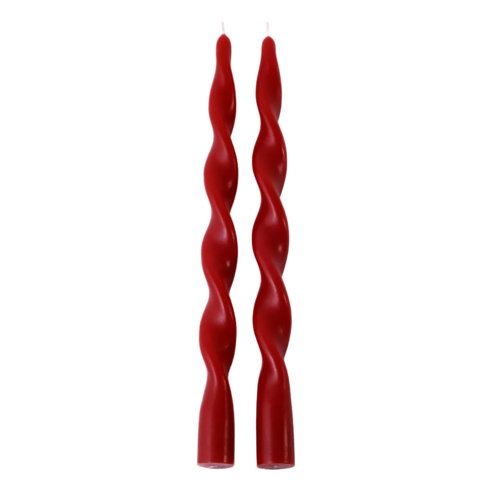 Lumière Twist Taper Candles, Set of 12 in Crimson Red, 12" | Chairish