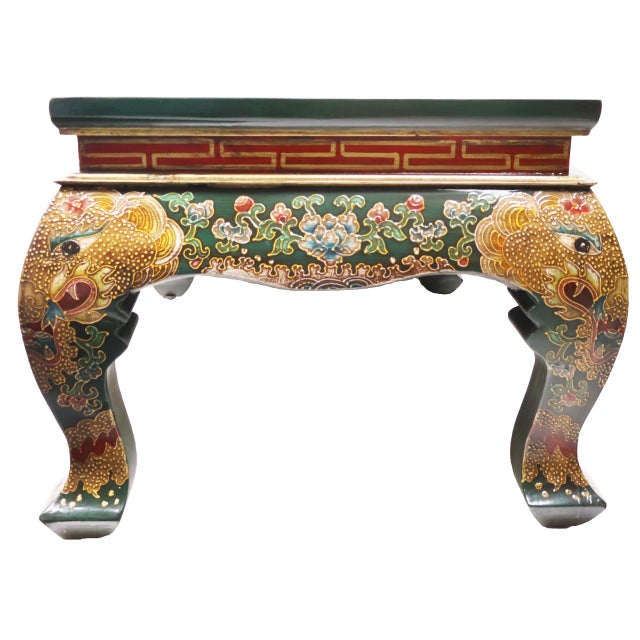 Tibetan Coffee Table With Elephant Painted Legs | Chairish