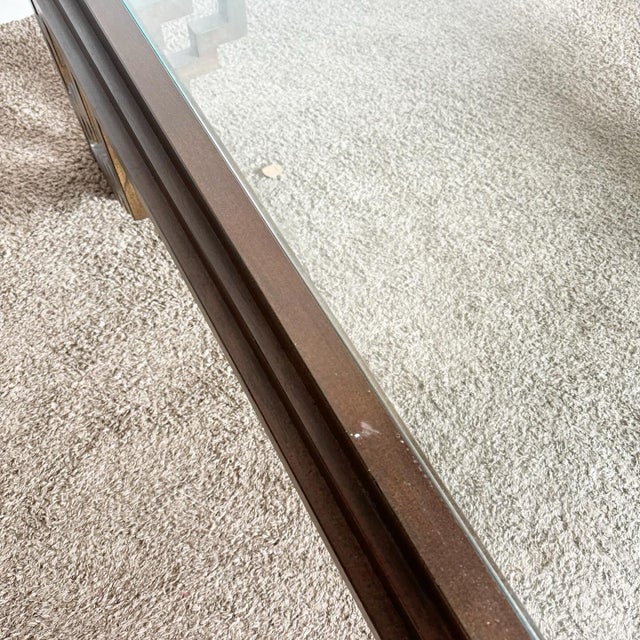 Chinoiserie Copper Finished Metal With Inlayed Glass Top Coffee Table ...