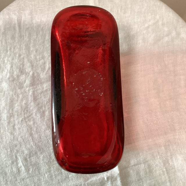 Late 20th Century Vintage Blenko Ruby Red Glass Rectangular Textured ...